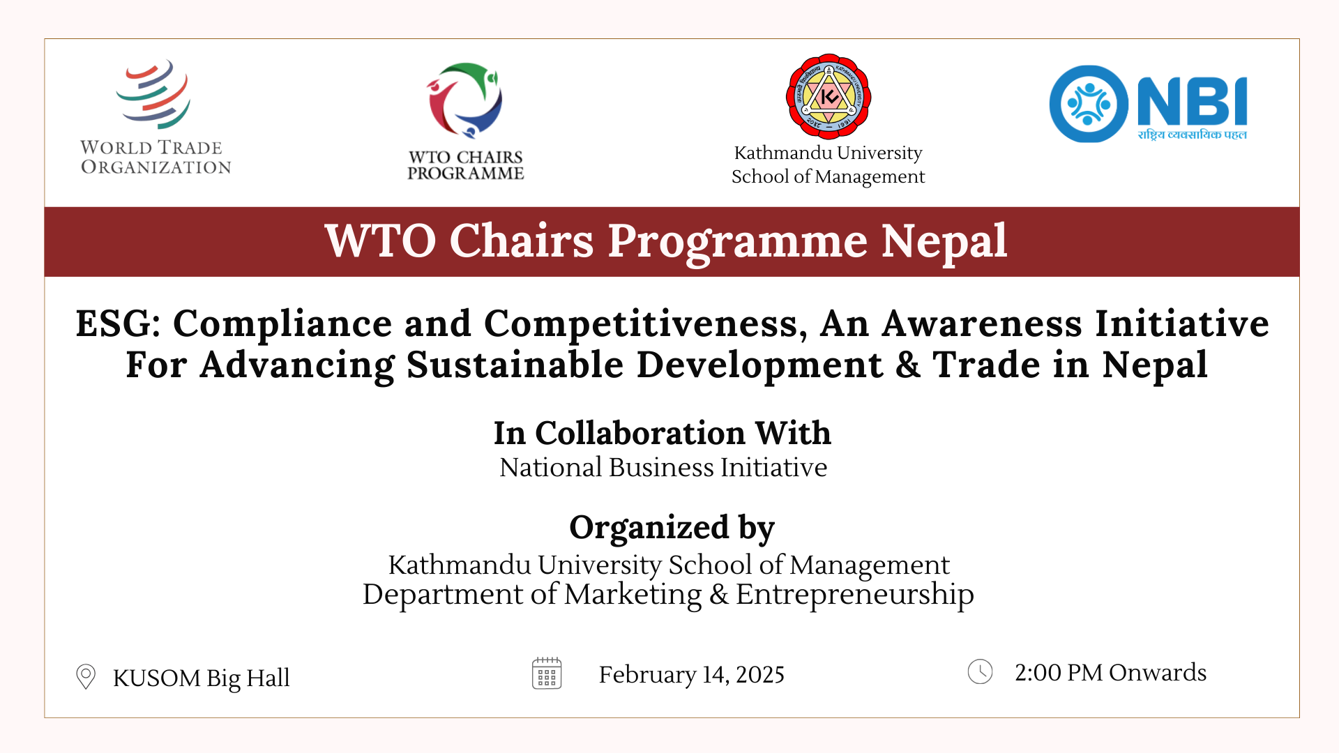 ESG Compliance and Competitiveness - WTO chairs Programme Nepal